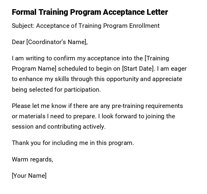 Acceptance Letters