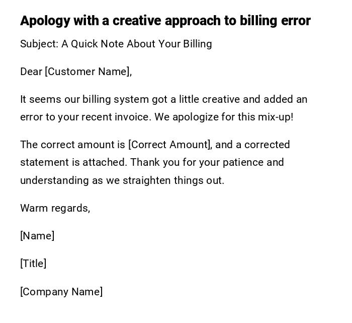 Letter Of Apology For Billing Error
